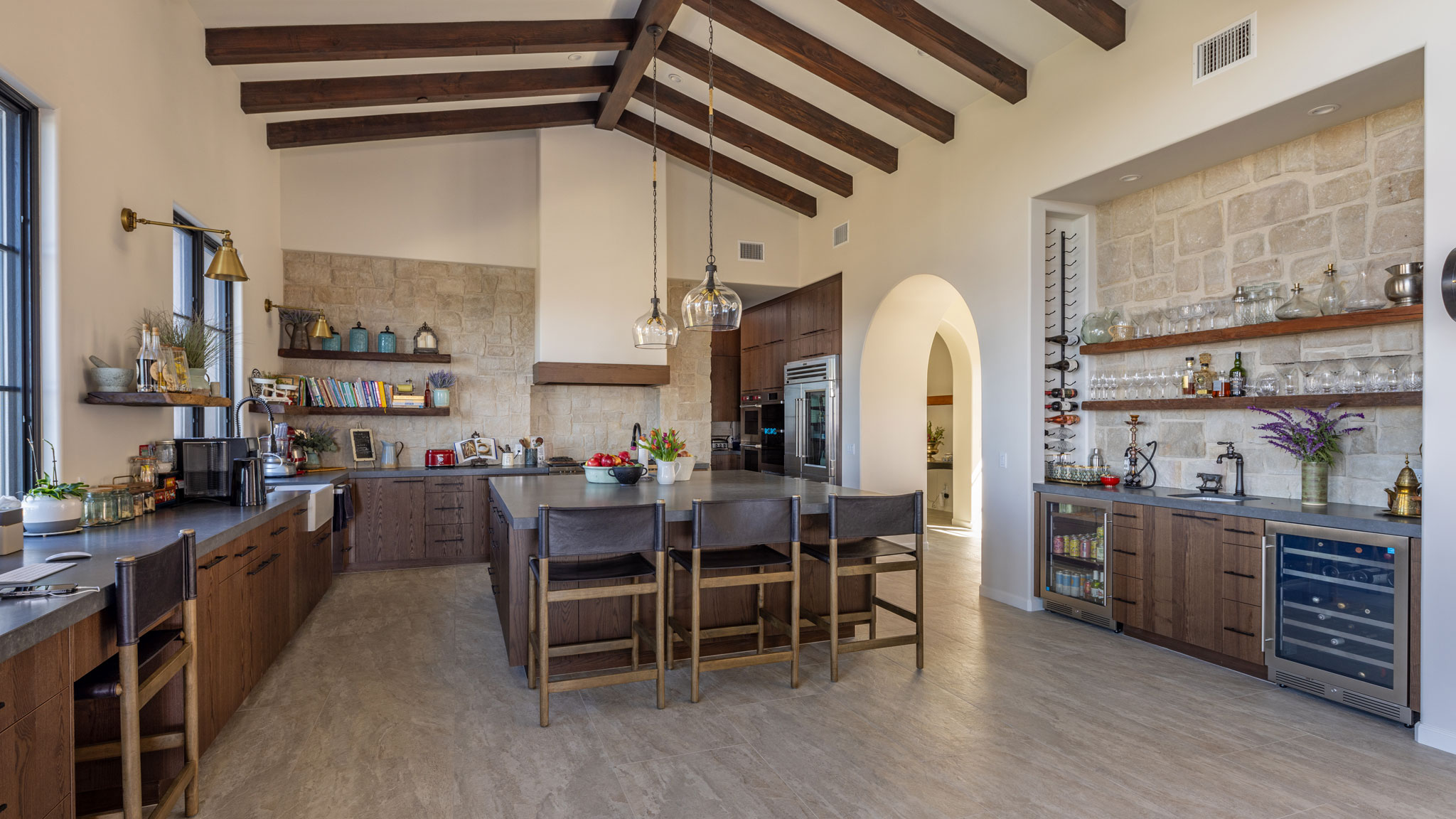 Custom Kitchen Cabinets with Cinnamon Triba Shinnoki